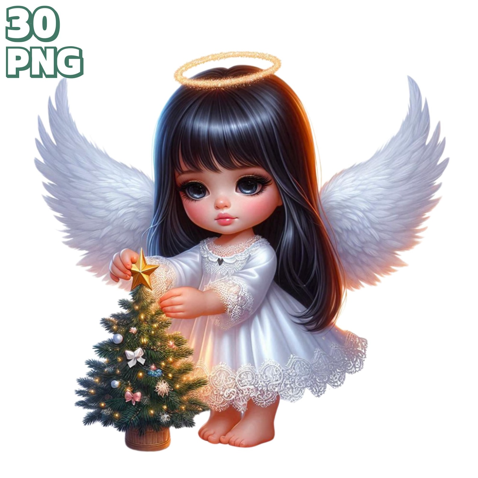 30 PNG Cute Christmas Fairy Clipart , White Baby Fairies, Winter ...