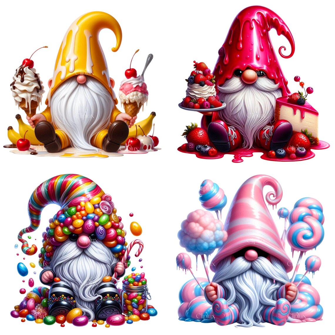 40 PNG Sweet Gnomes Clipart Candy Gnome, Ice Cream Gnomes, Dessert ...