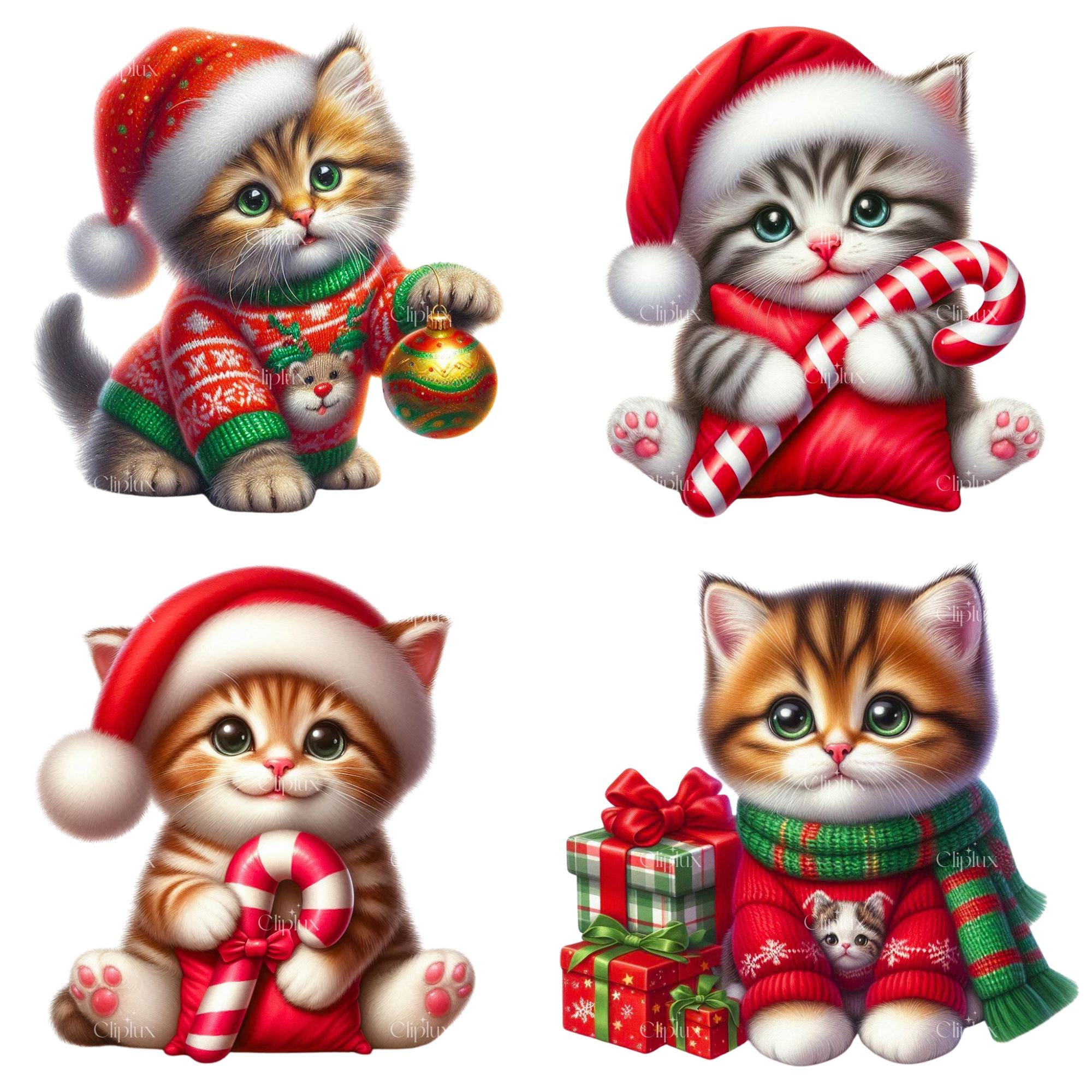 38 PNG Christmas Cats P1 Clipart , Christmas Animals, Santa Kitten ...