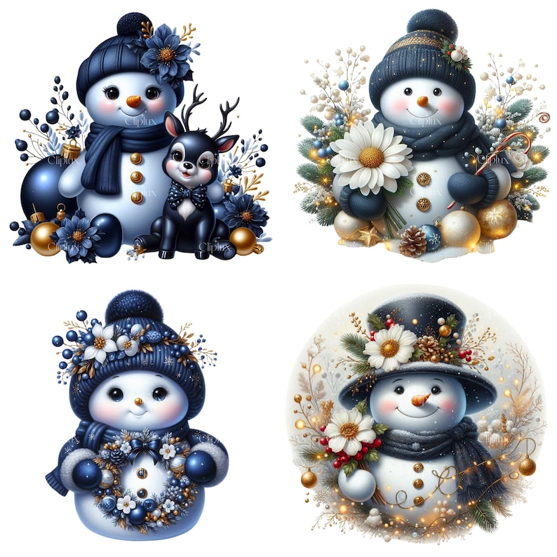 50 PNG Christmas Snowman Clipart , Blue Baby Snowman Collection ...