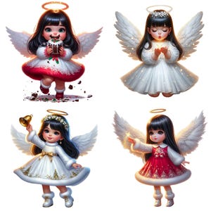 30 PNG Cute Christmas Fairy Clipart , White Baby Fairies, Winter ...