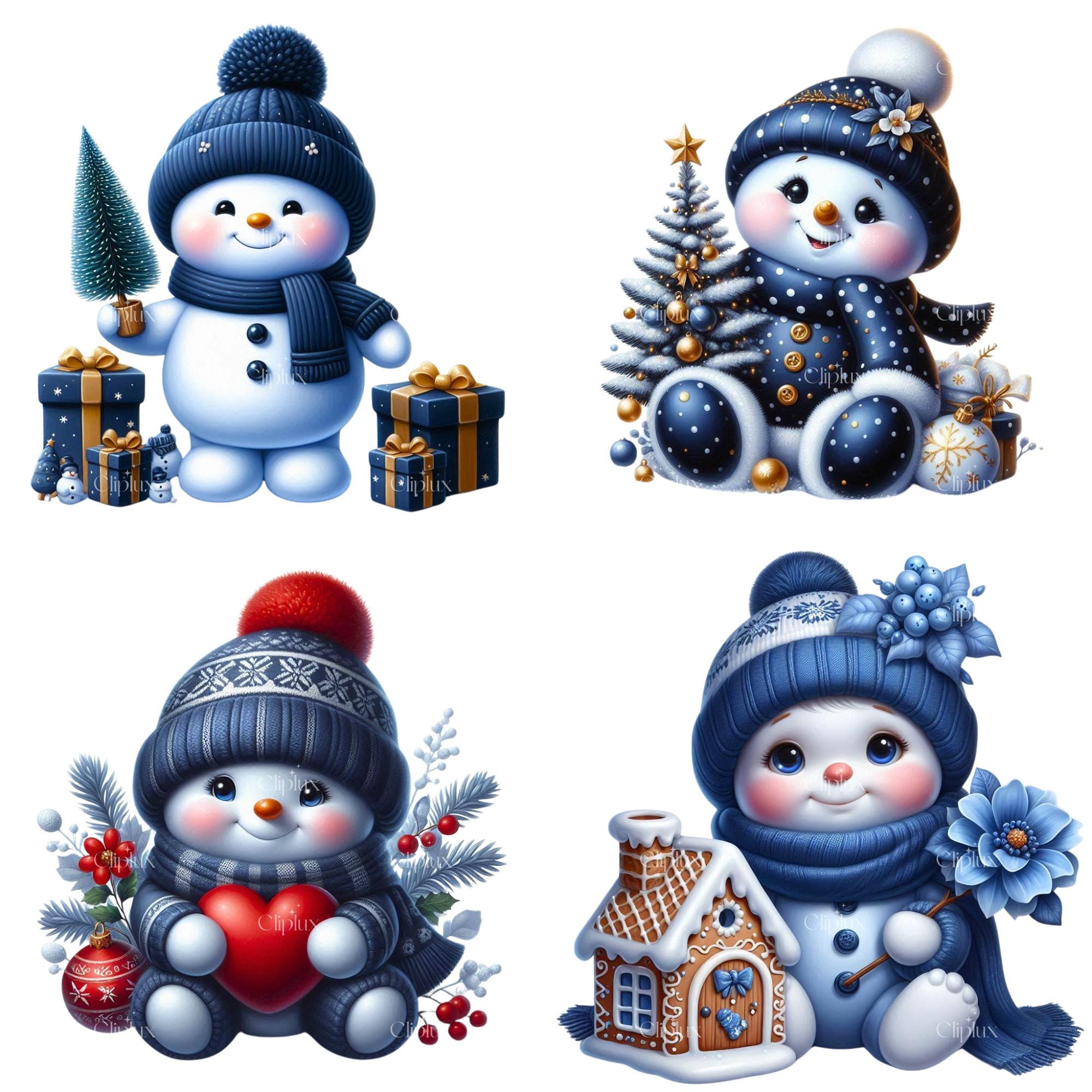50 PNG Christmas Snowman Clipart , Blue Baby Snowman Collection ...