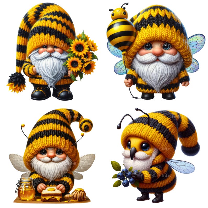 29 PNG Cute Bee Gnomes Clipart , Spring Gnome, Honeybee Garden Gnome ...