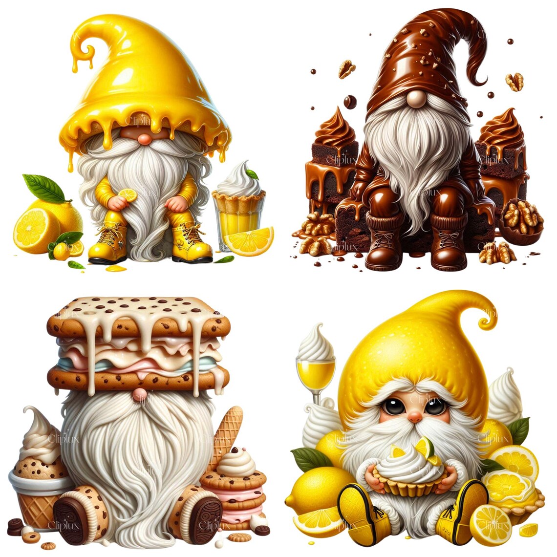 40 PNG Sweet Gnomes Clipart Candy Gnome, Ice Cream Gnomes, Dessert ...