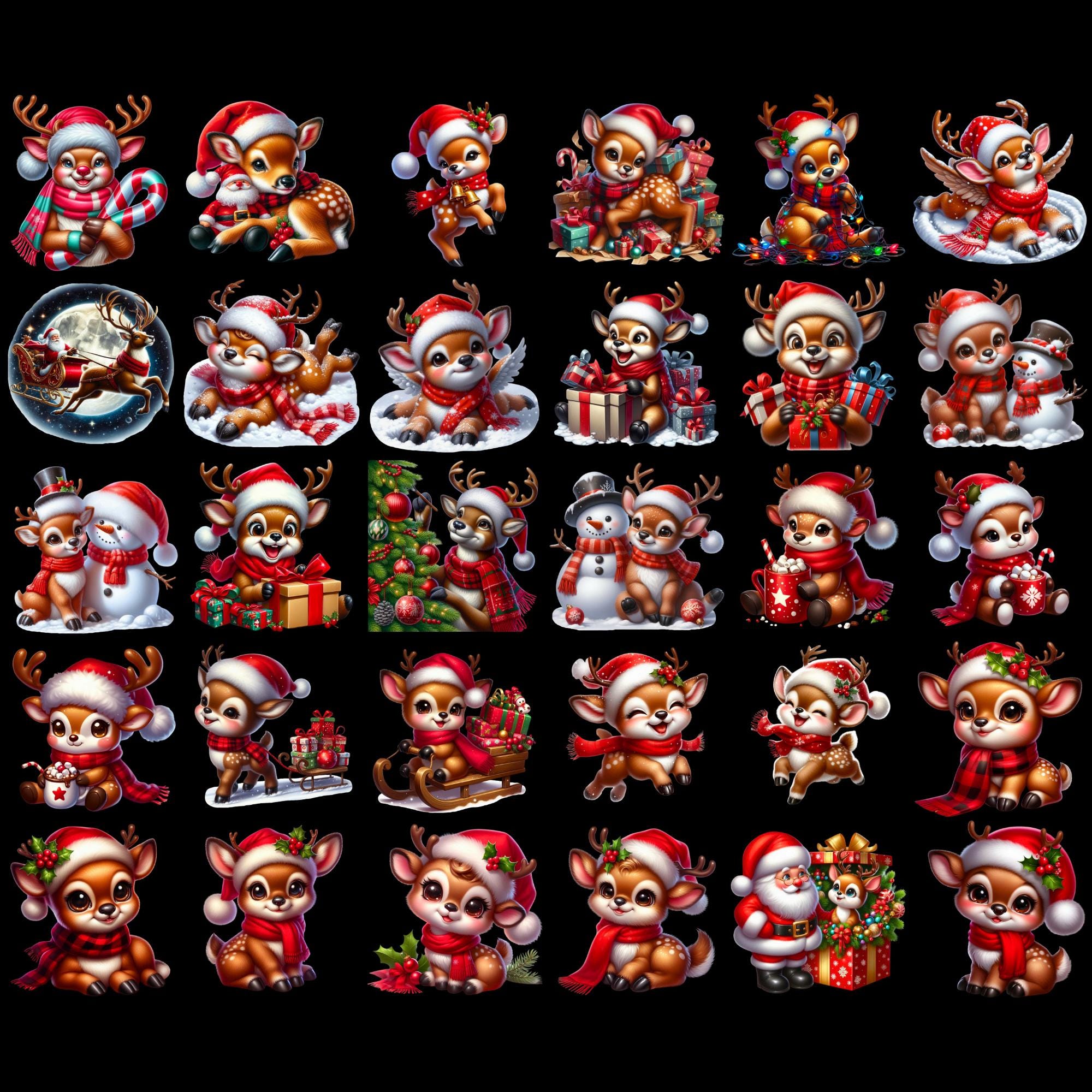 30 PNG Christmas Reindeer P2 Clipart , Christmas Animals, Santa ...