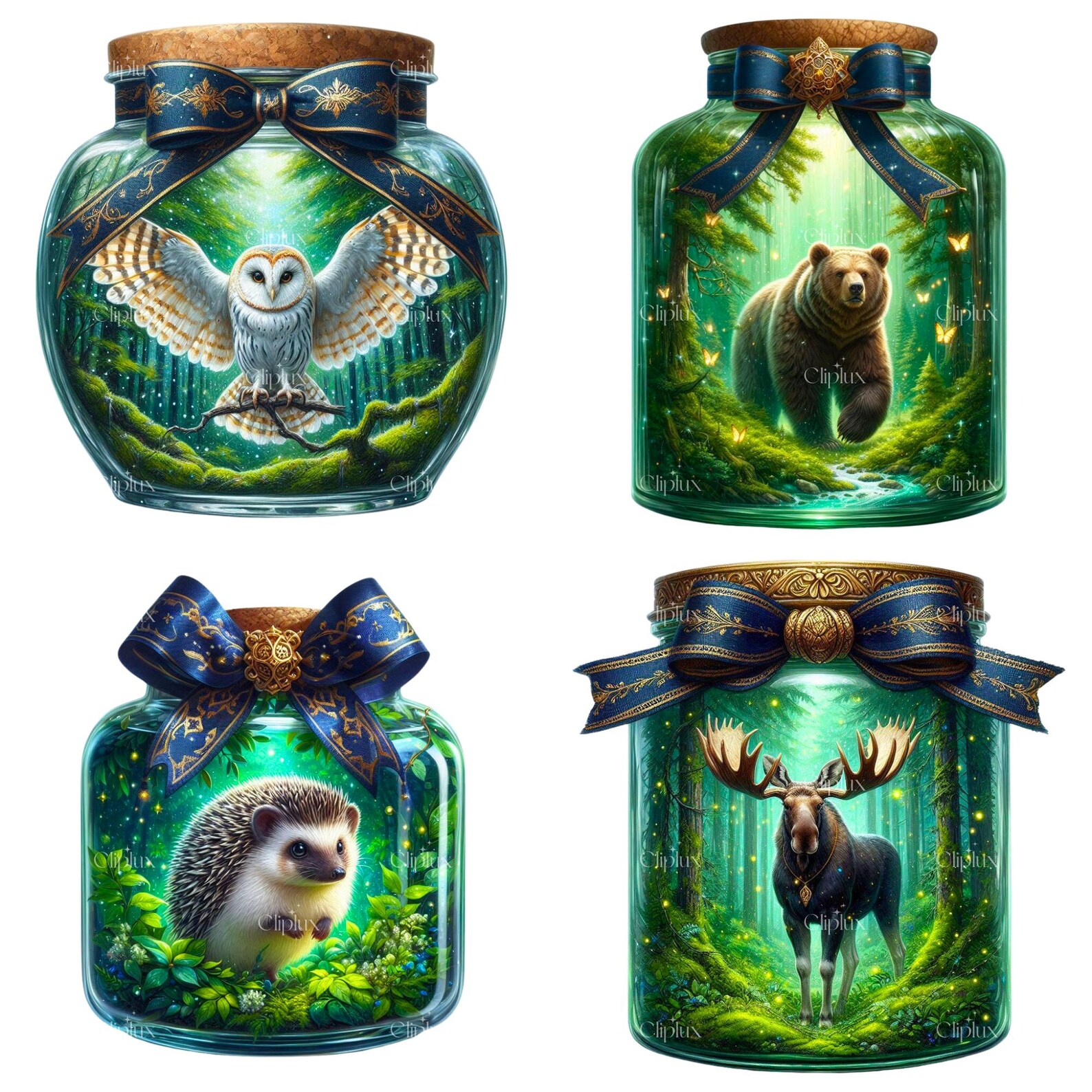 20 PNG Magical Forest Jars Clipart , Forest Animals in a Jar, Cute ...