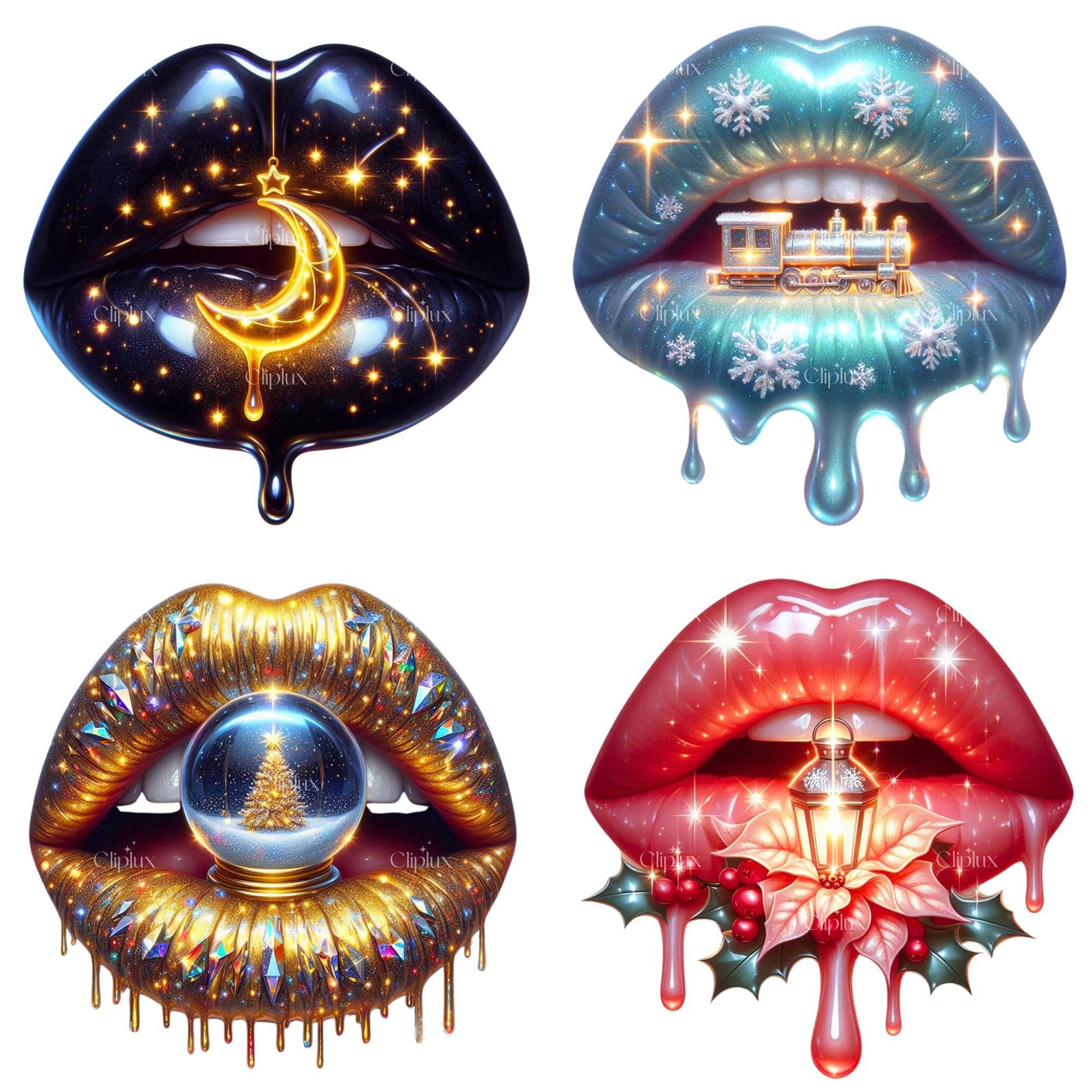 56 PNG Christmas Lips Clipart , Noel Clipart, Glossy Lips, Dripping ...