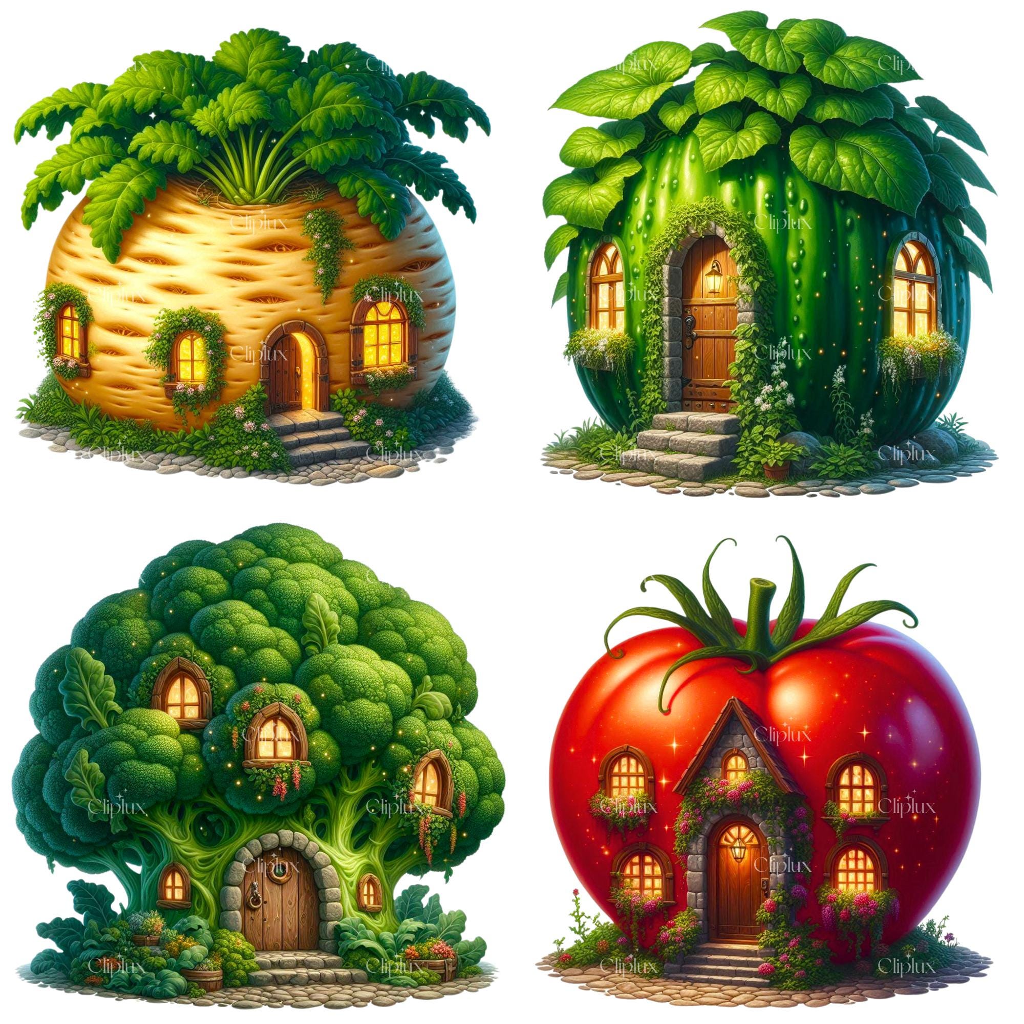37 PNG Vegetable Houses Clipart , Pumpkin, Carrot, Cabbage, Whimsical ...