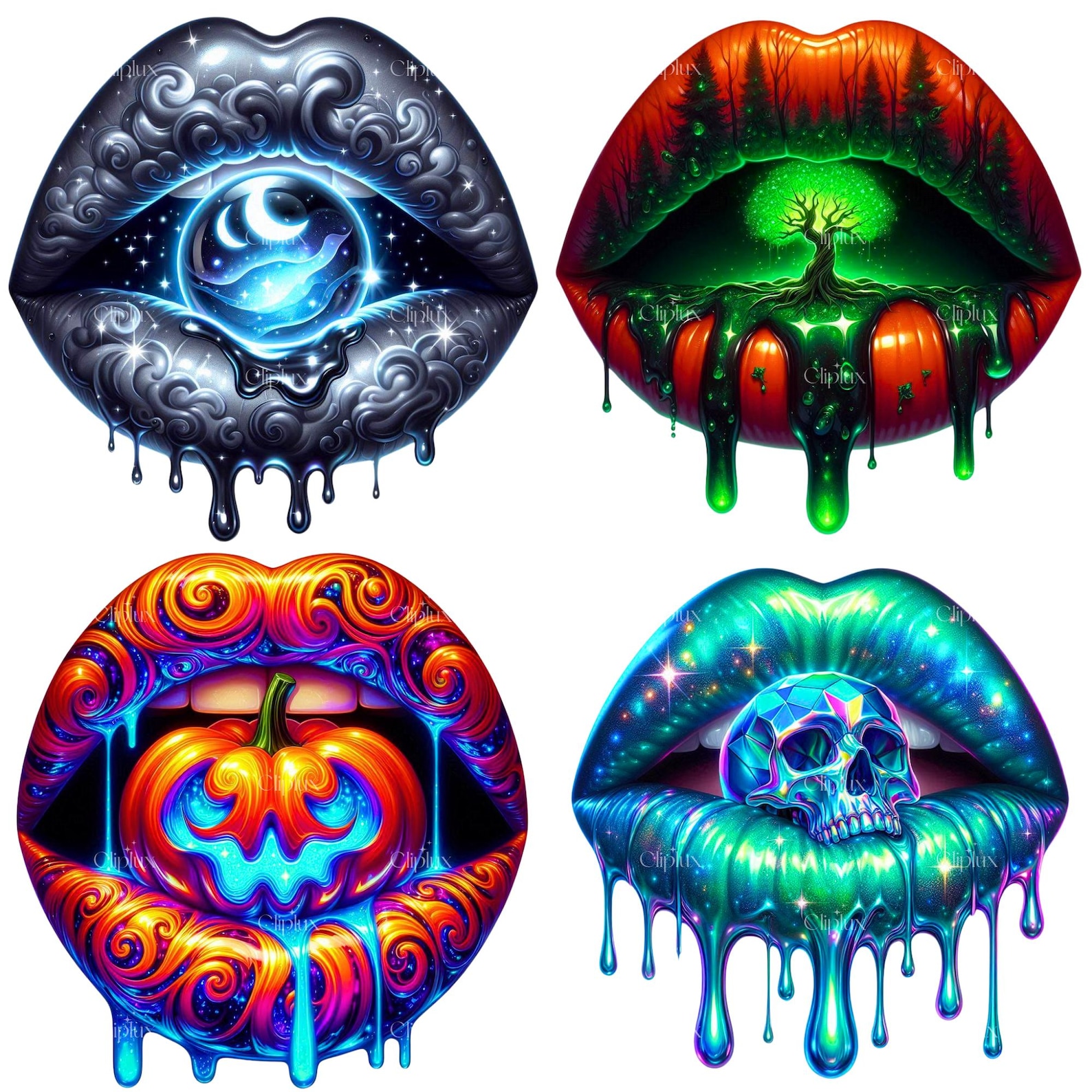 46 PNG Halloween Lips Clipart , Dripping Lips,sipder, Pumpkin, Skull ...