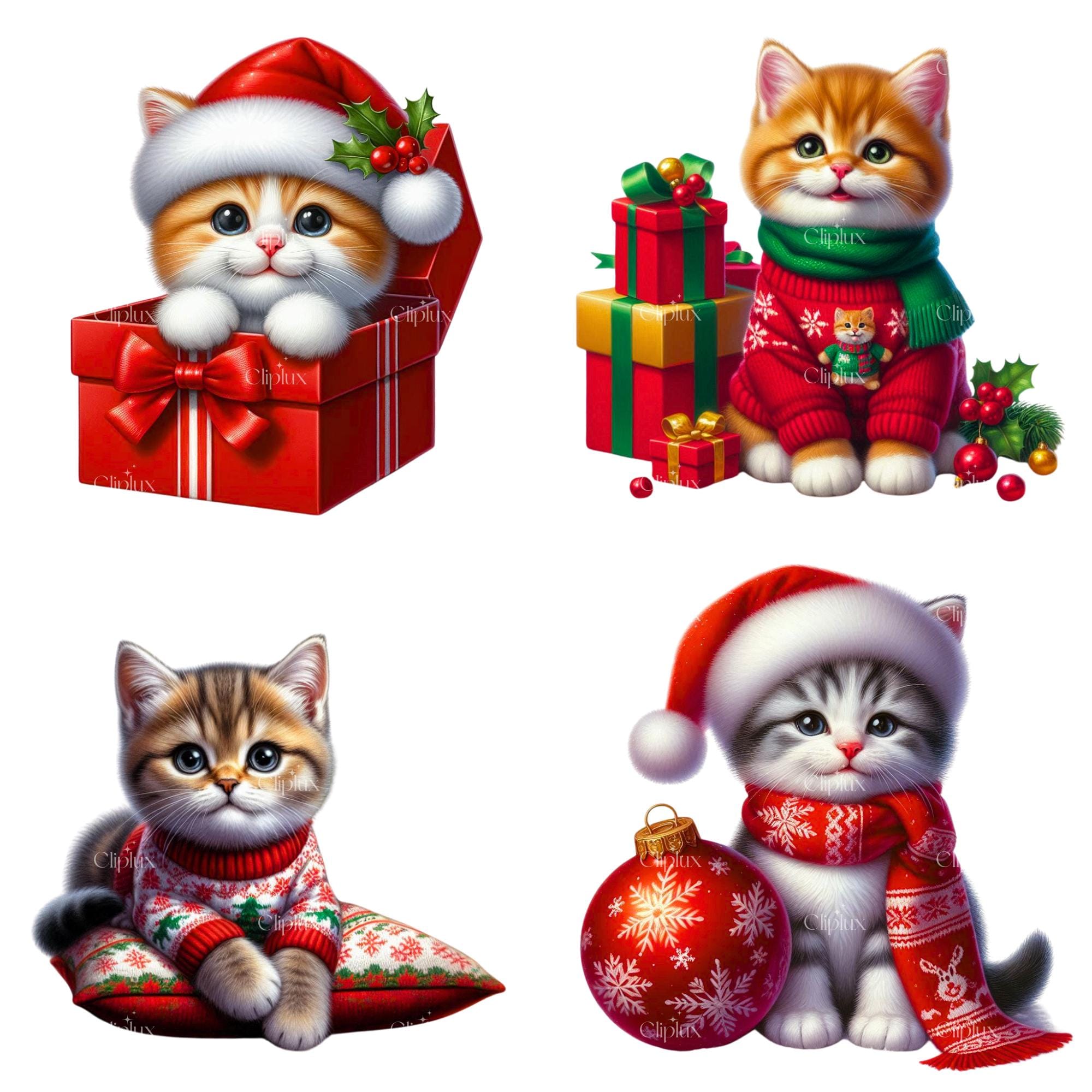 38 PNG Christmas Cats P1 Clipart , Christmas Animals, Santa Kitten ...