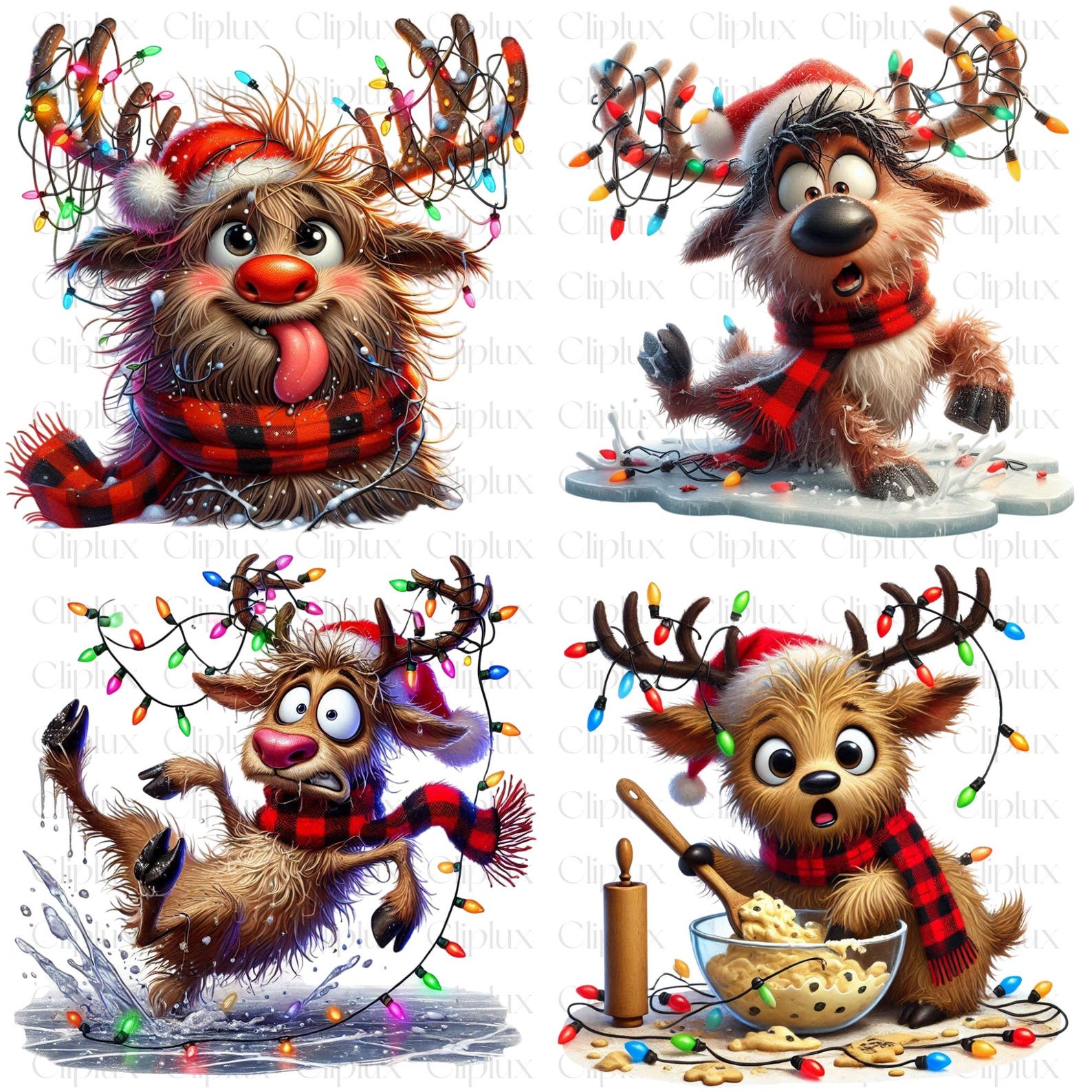 21 PNG Quirky Christmas Reindeer P1 Clipart , Christmas Animals, Santa ...
