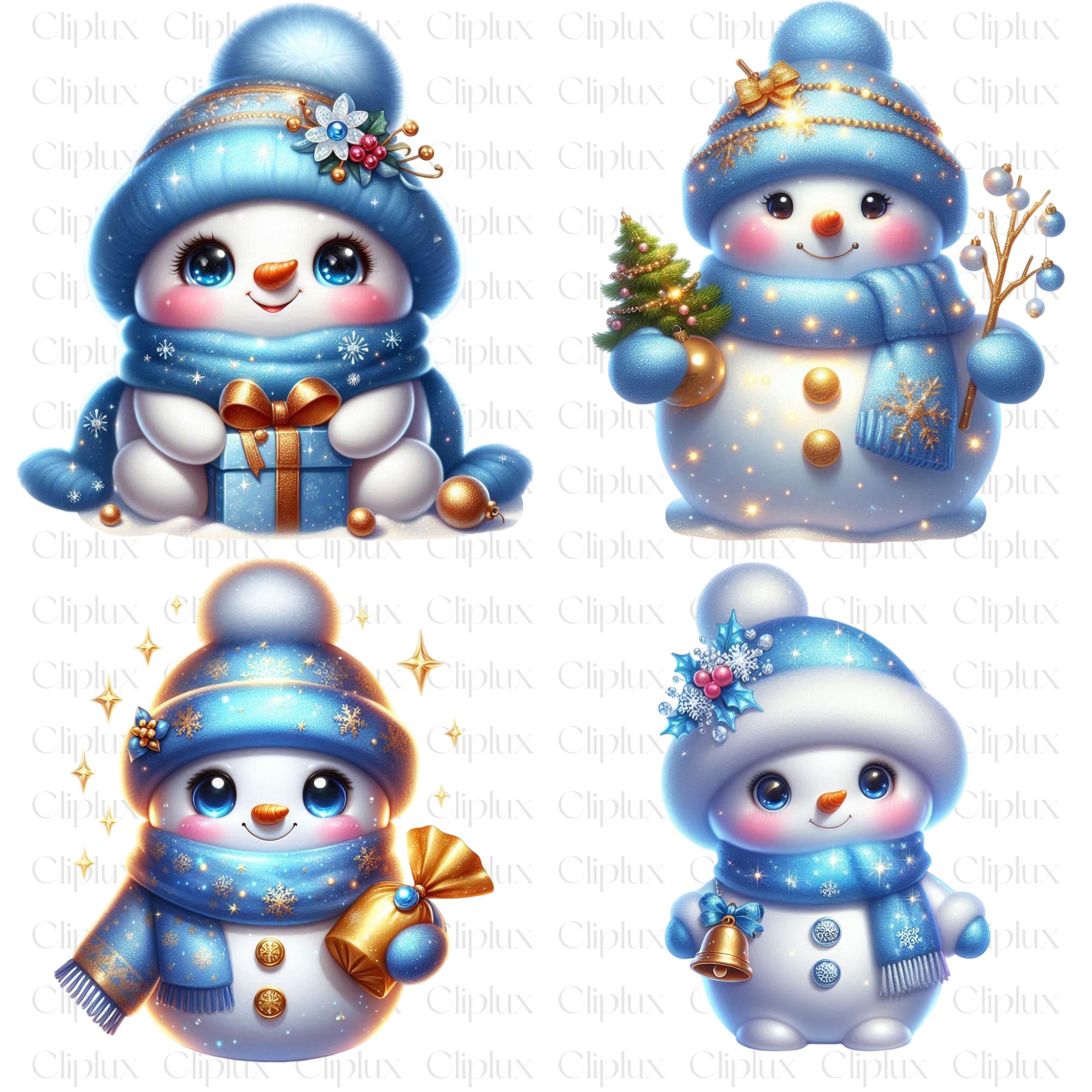 26 PNG Blue Snowman P2 Clipart , Snowman Collection, Santa Snowman Blue ...