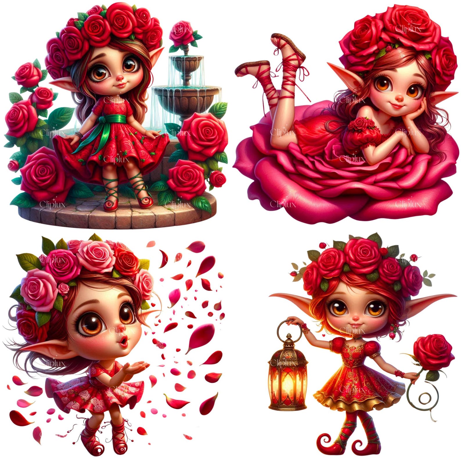 32 PNG Red Rose Elves Clipart , Cute Baby Elves, Garden Elf, Spring ...