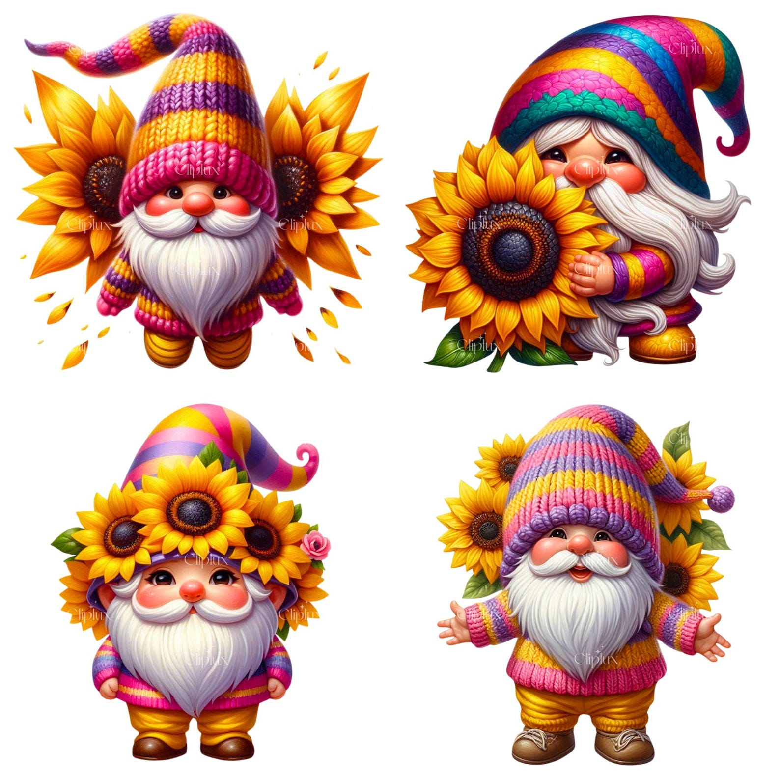 45 PNG Cute Sunflower Gnomes Clipart , Gnome With Flowers, Summer ...
