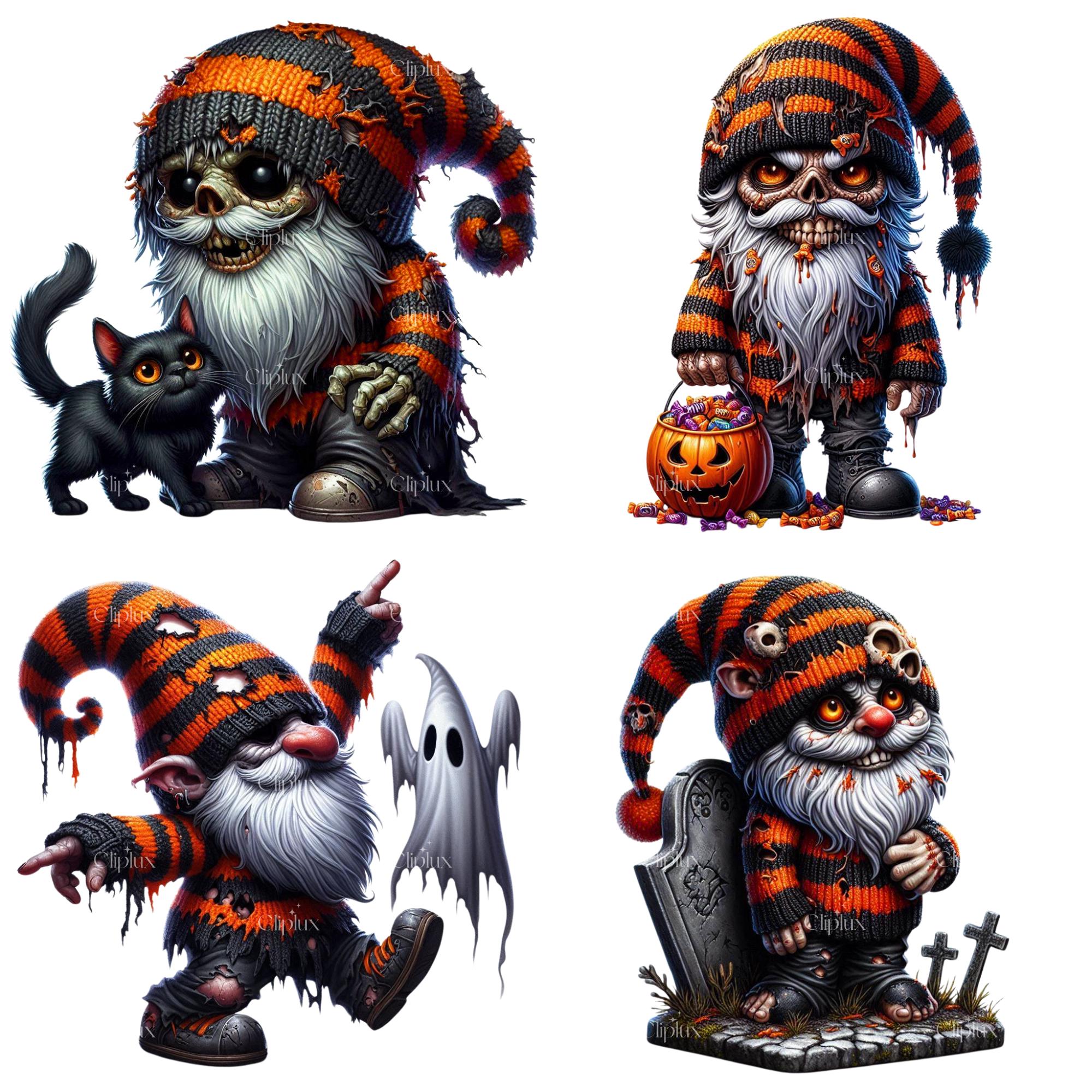 32 PNG Halloween Zombie Gnomes Clipart , Spooky Gnomes, Creepy Gnomes ...