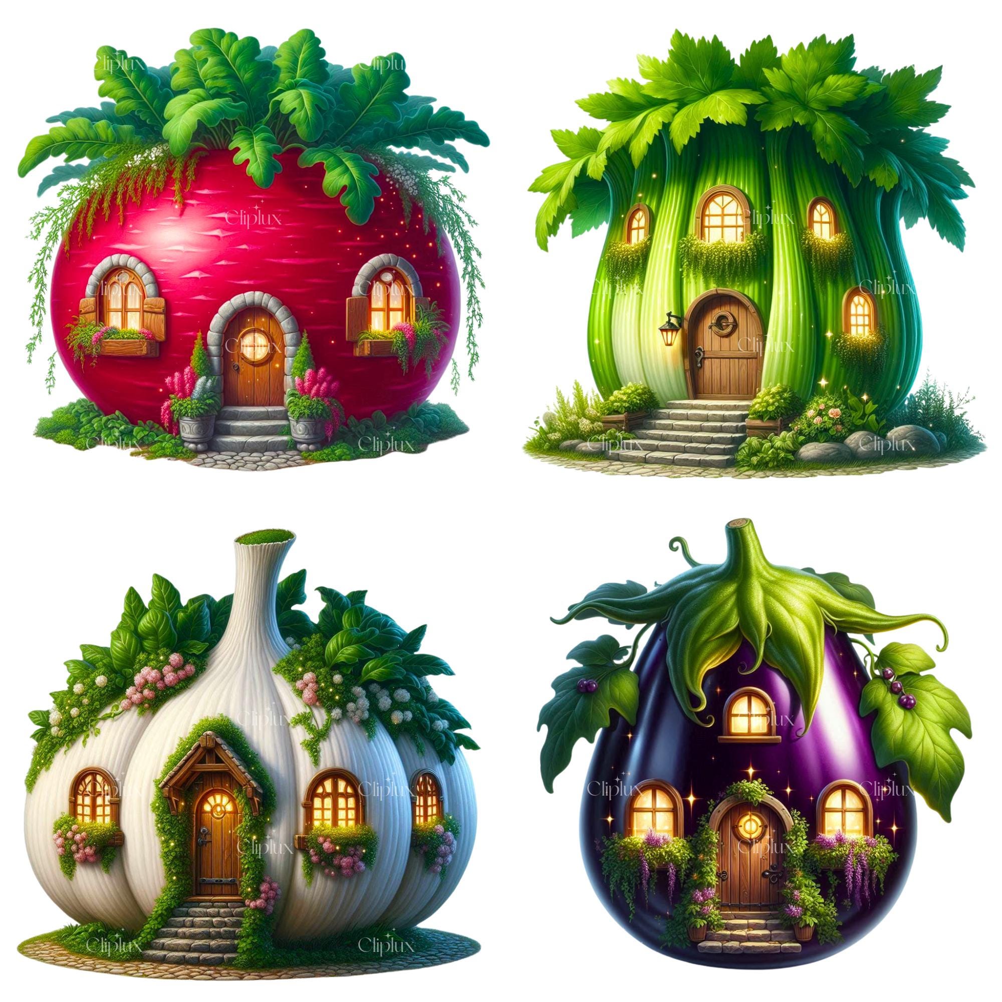 37 PNG Vegetable Houses Clipart , Pumpkin, Carrot, Cabbage, Whimsical ...