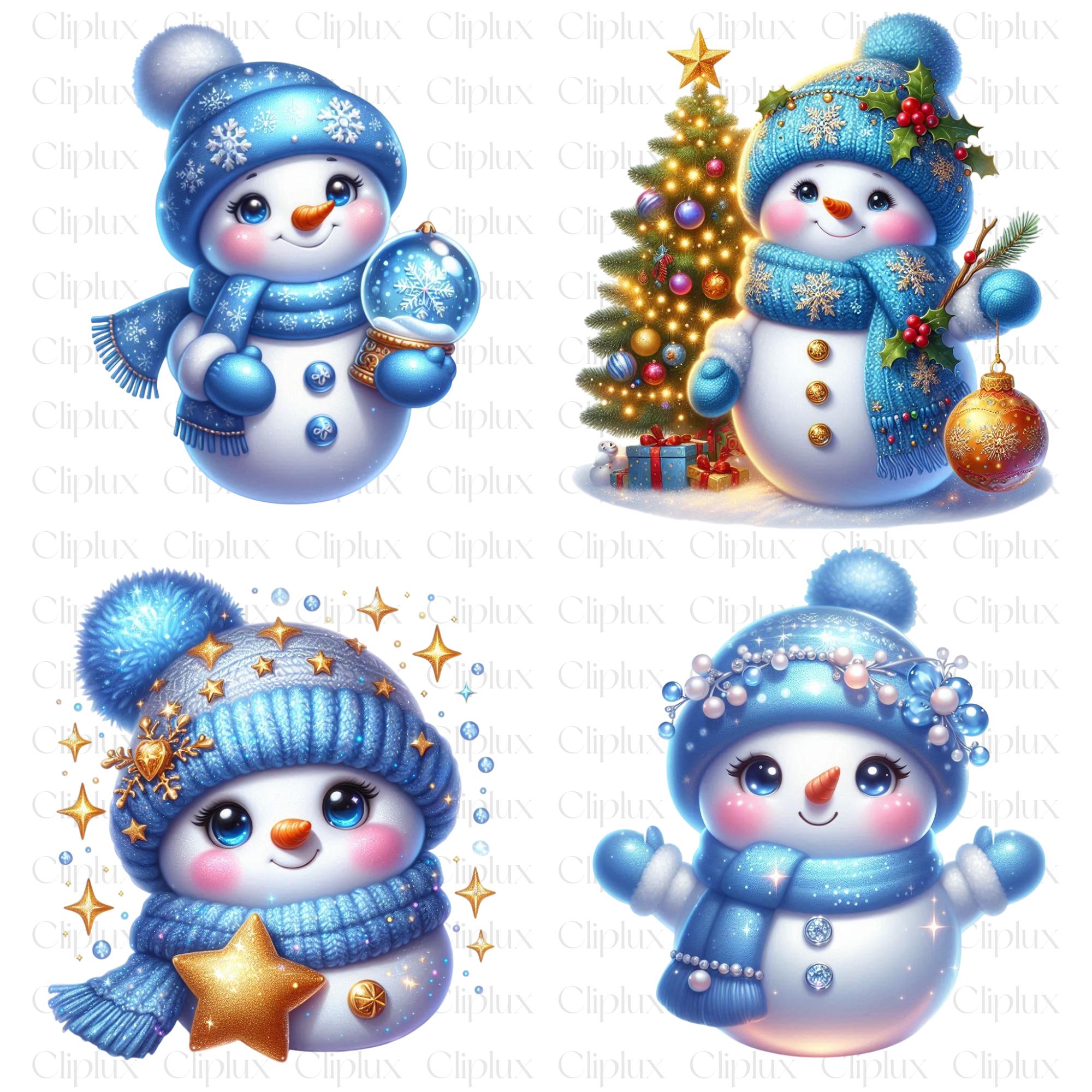 26 PNG Blue Snowman P2 Clipart , Snowman Collection, Santa Snowman Blue ...