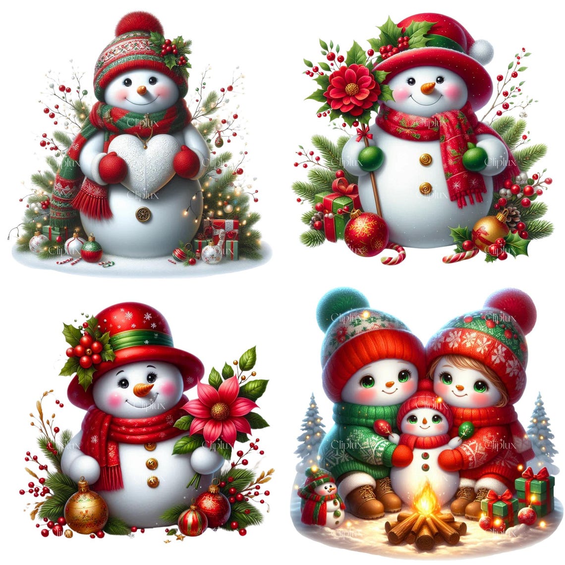 56 PNG Christmas Snowman Clipart , Red and Green Snowman Collection ...
