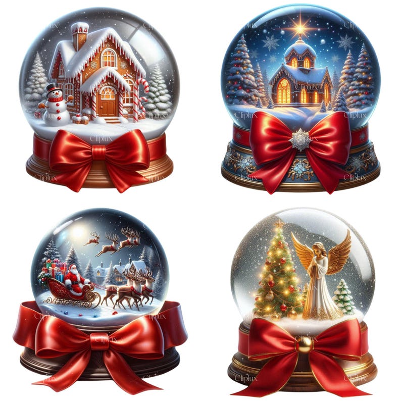 45 PNG Christmas Snow Globes Clipart Christmas Tree, Festive Art ...