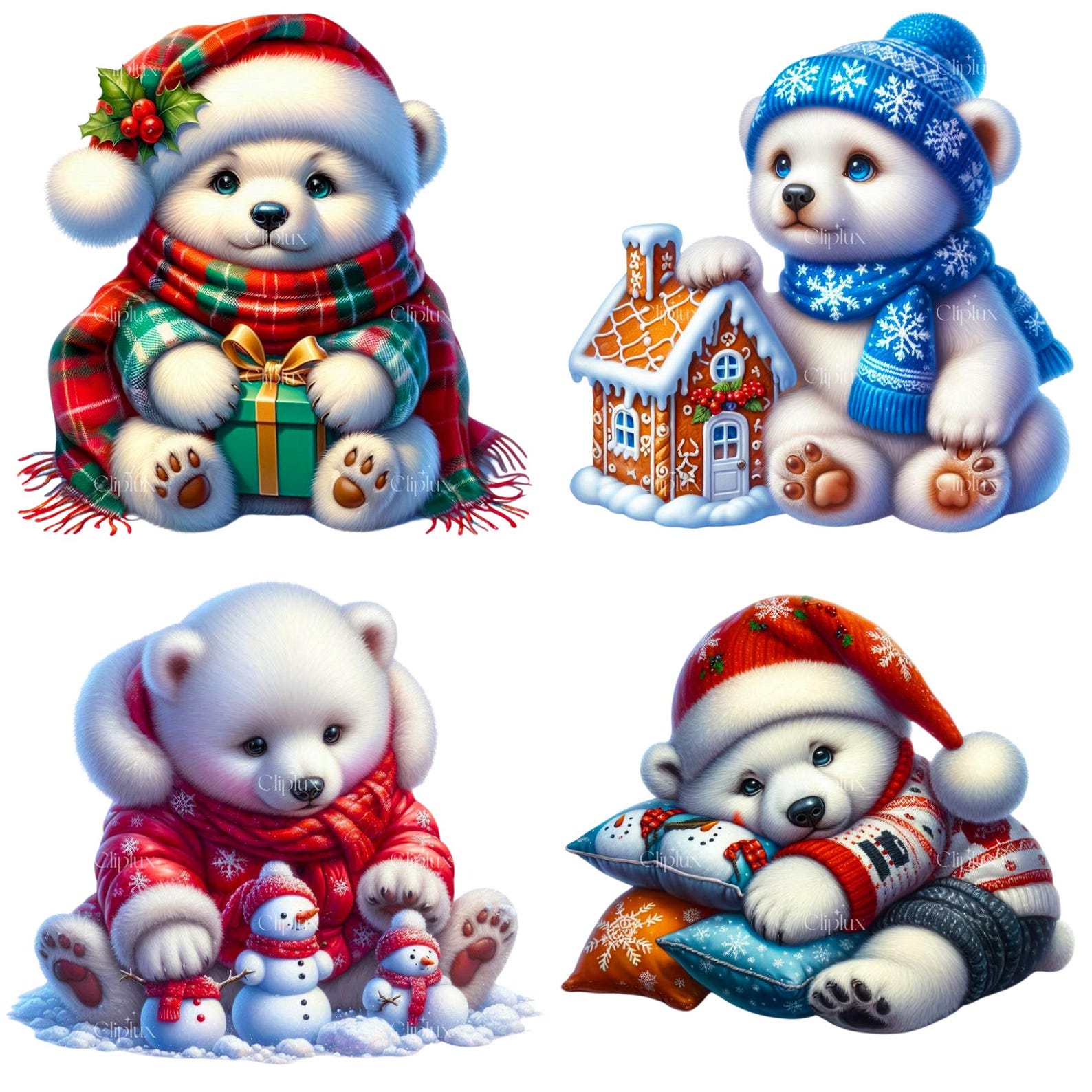 52 PNG Christmas Cute Polar Bear Clipart , Christmas Bear Collection ...
