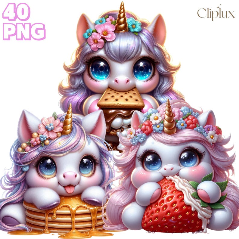 Unicorn With Sweets Clipart - 40 PNG Sweet Treats Unicorn, Cake, Ice ...