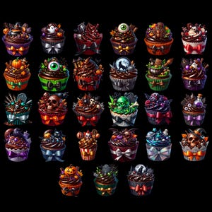 27 PNG Halloween Cupcakes Clipart , Scary Dessert Treat Graphics ...