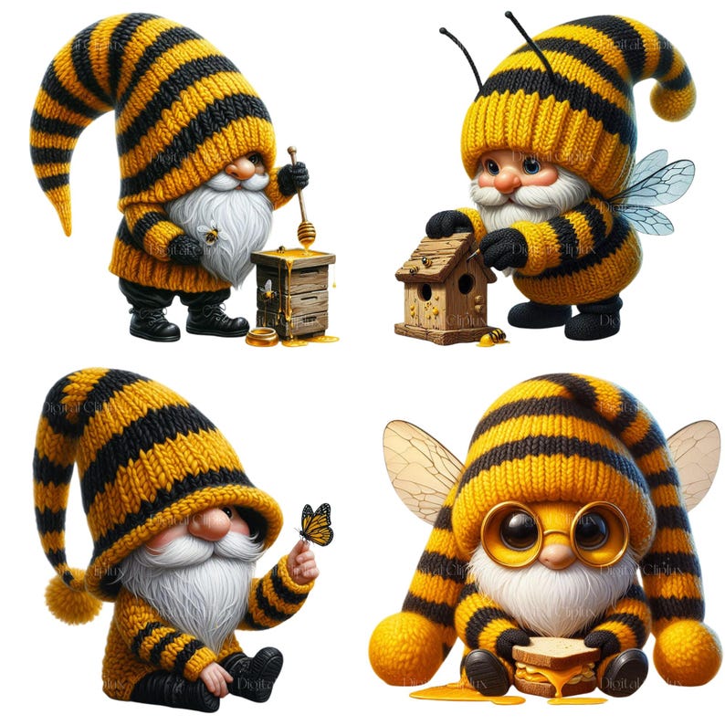 29 PNG Cute Bee Gnomes Clipart , Spring Gnome, Honeybee Garden Gnome ...