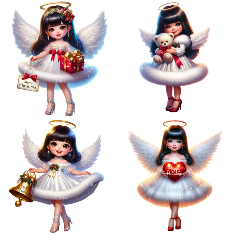 30 PNG Cute Christmas Fairy Clipart , White Baby Fairies, Winter ...