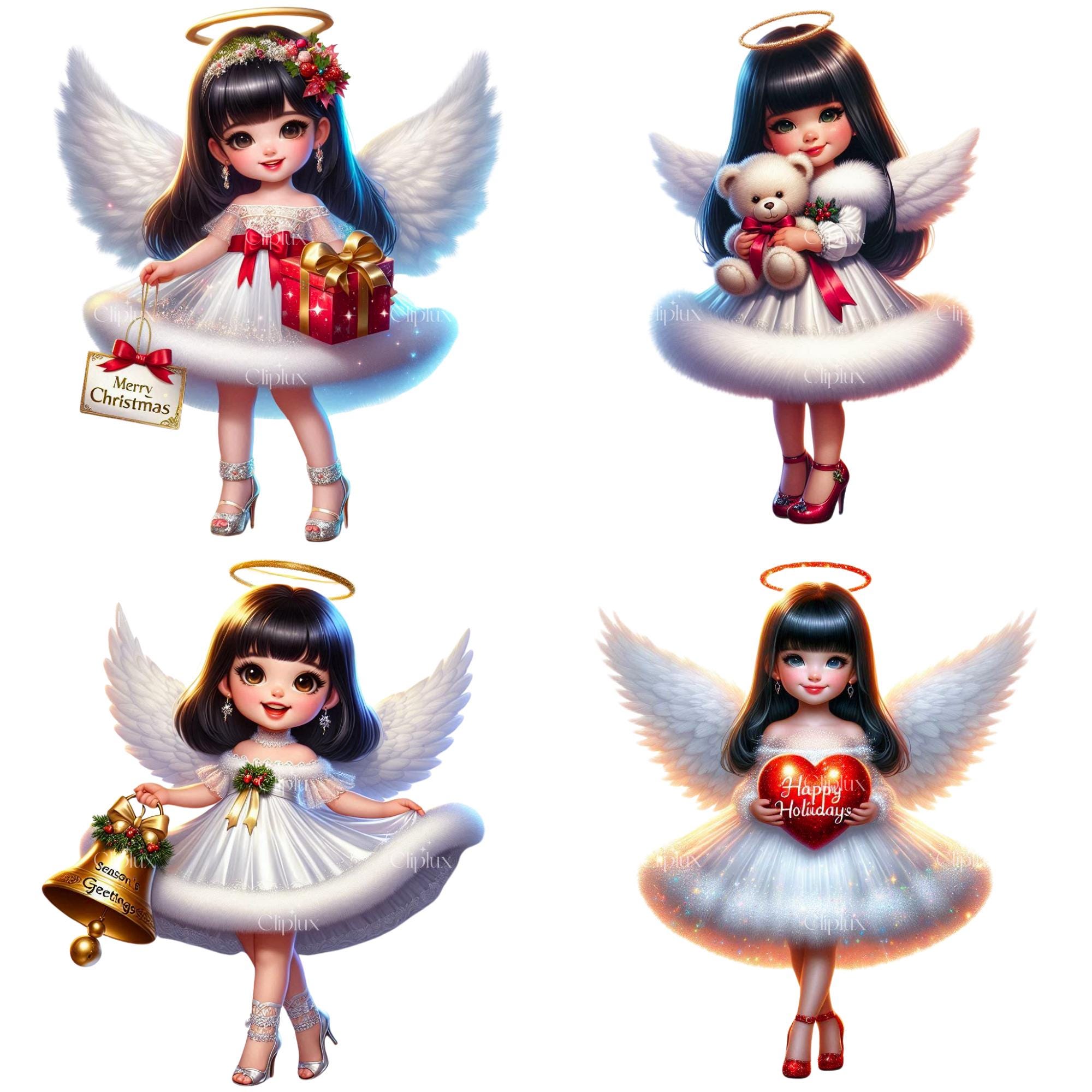 30 PNG Cute Christmas Fairy Clipart , White Baby Fairies, Winter ...