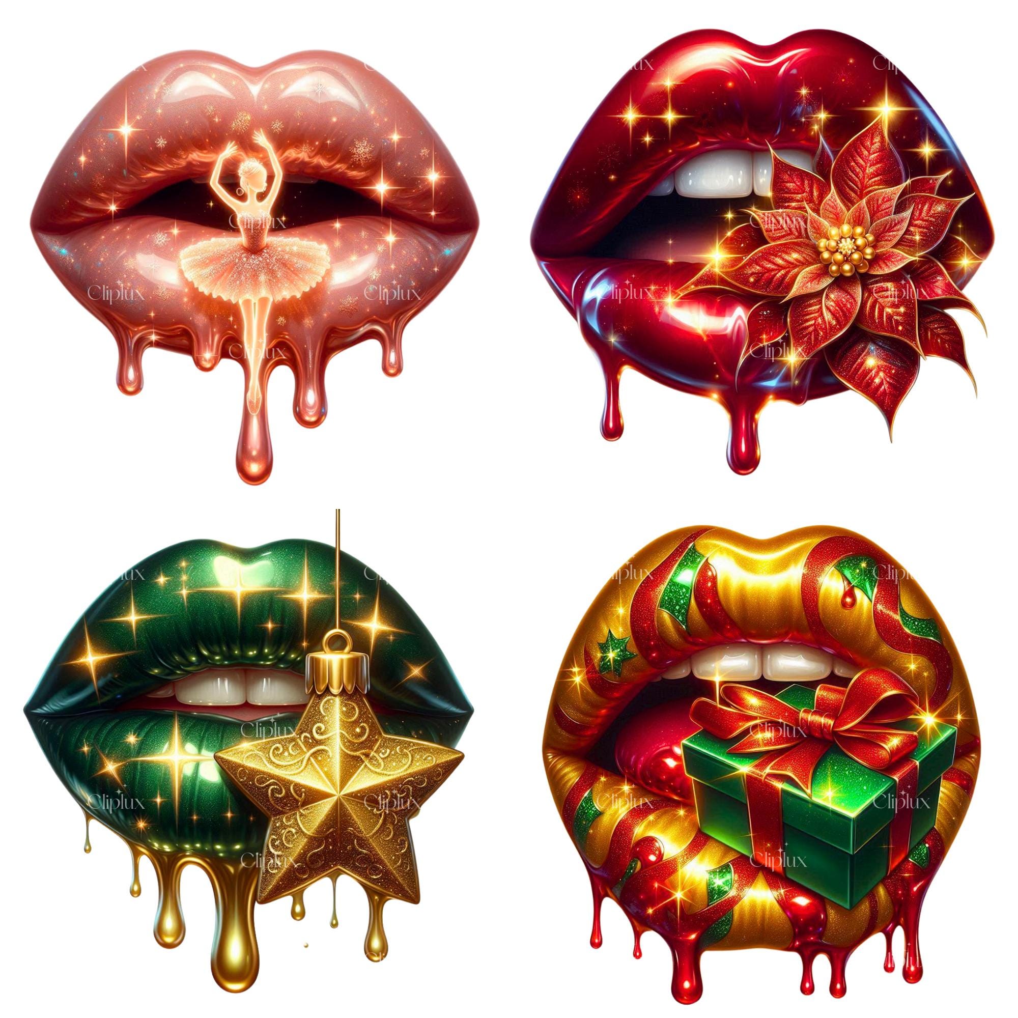 56 PNG Christmas Lips Clipart , Noel Clipart, Glossy Lips, Dripping ...