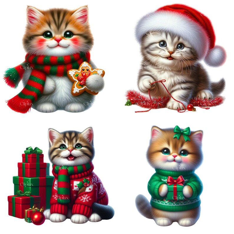 38 PNG Christmas Cats P1 Clipart , Christmas Animals, Santa Kitten ...