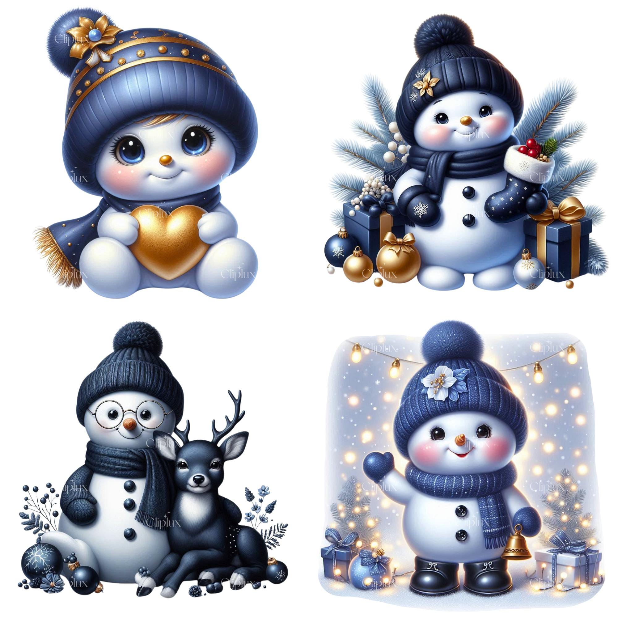 50 PNG Christmas Snowman Clipart , Blue Baby Snowman Collection ...