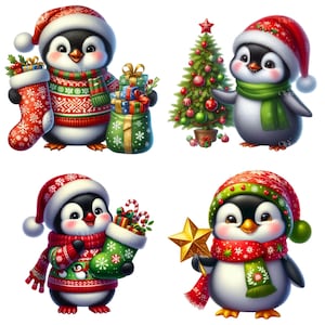 35 PNG Christmas Penguin P1 Clipart , Christmas Animals, Santa Penguin ...