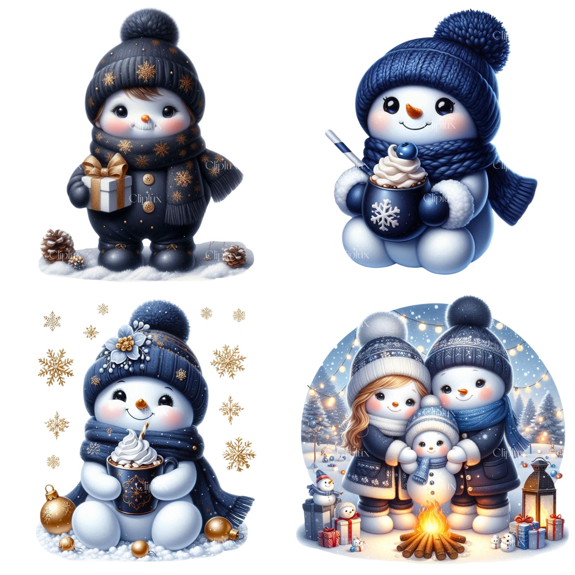 50 PNG Christmas Snowman Clipart , Blue Baby Snowman Collection ...