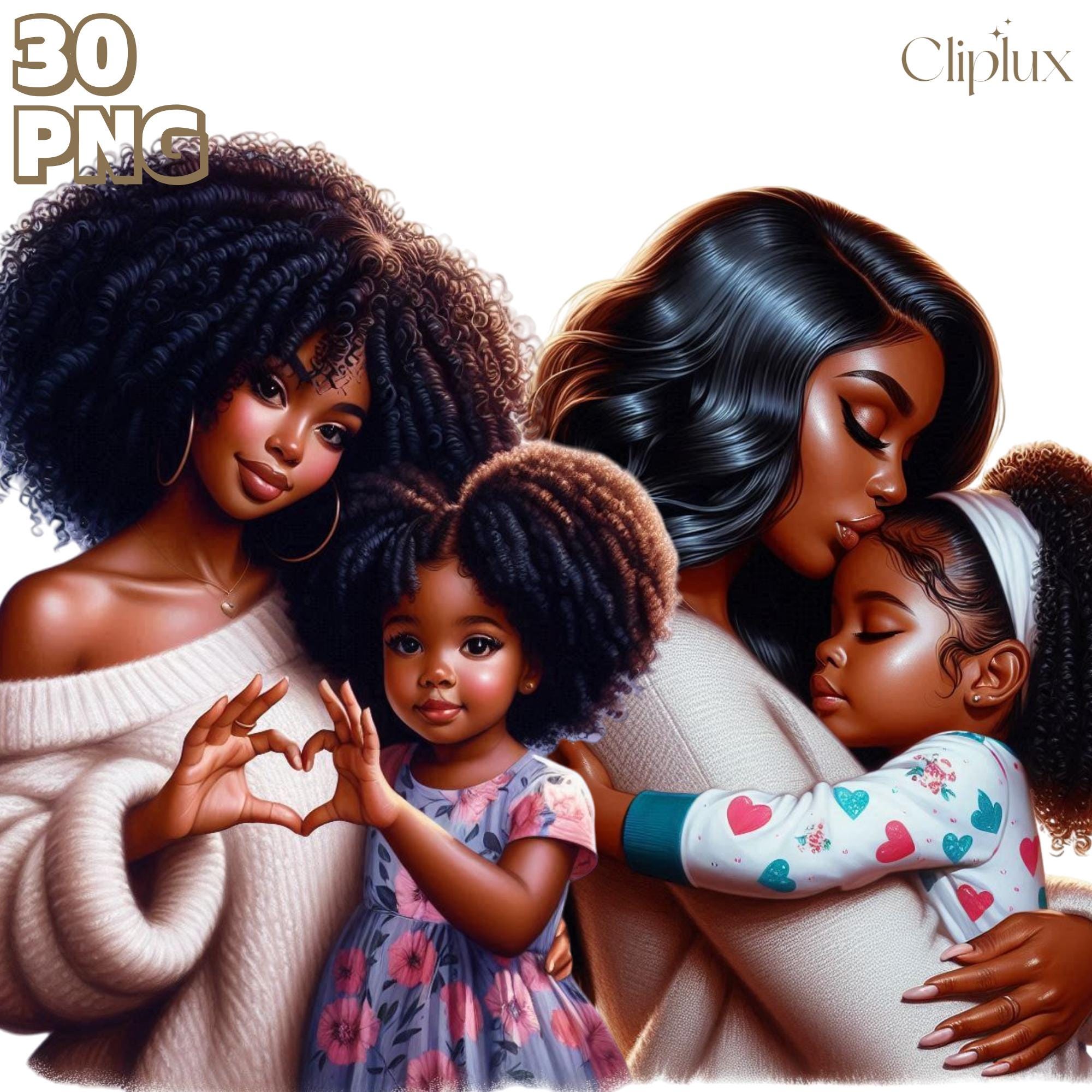 Black Mother's Day Clipart - 30 PNG Black Mother Daughter Clipart ...