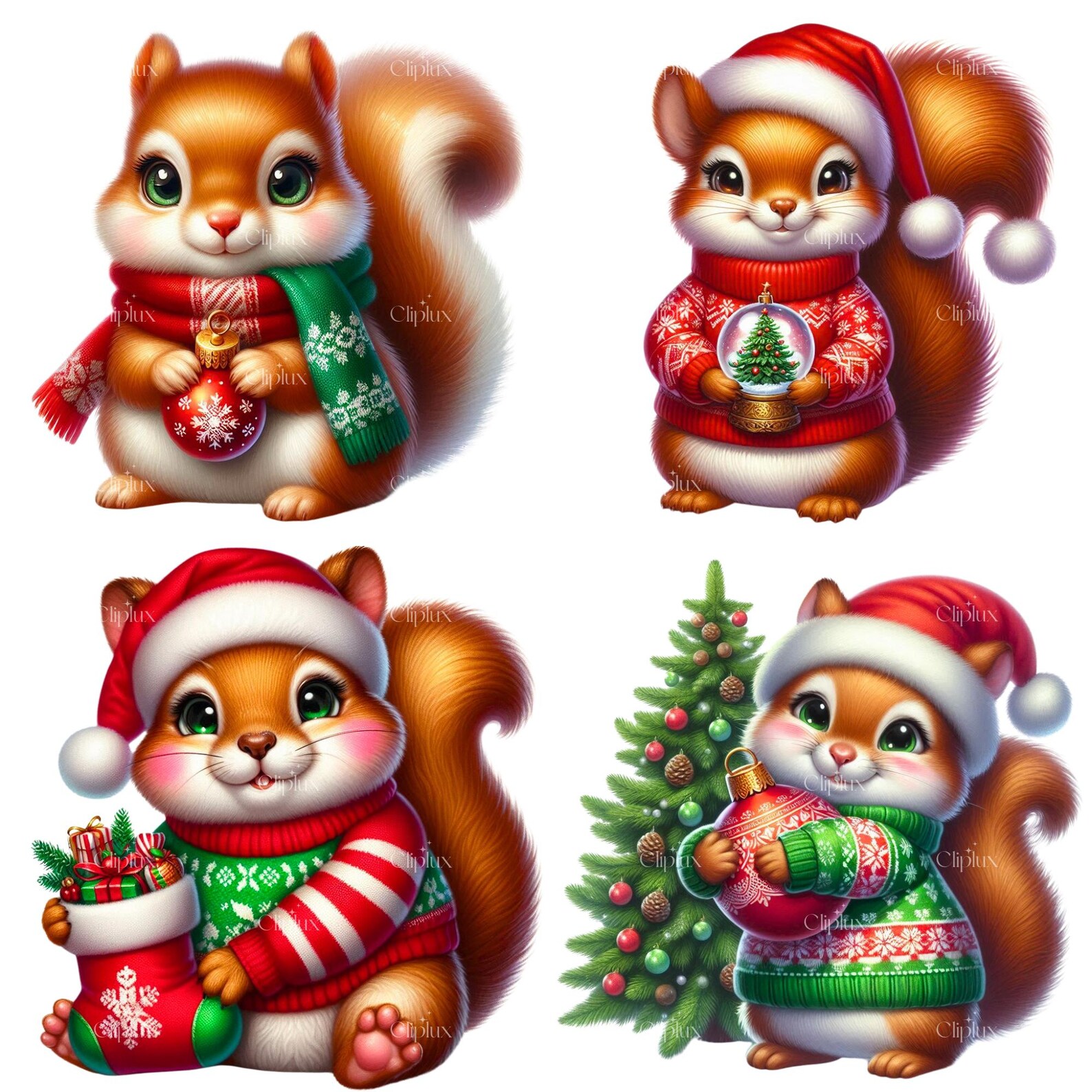36 PNG Christmas Squirrel P1 Clipart , Christmas Animals, Santa ...