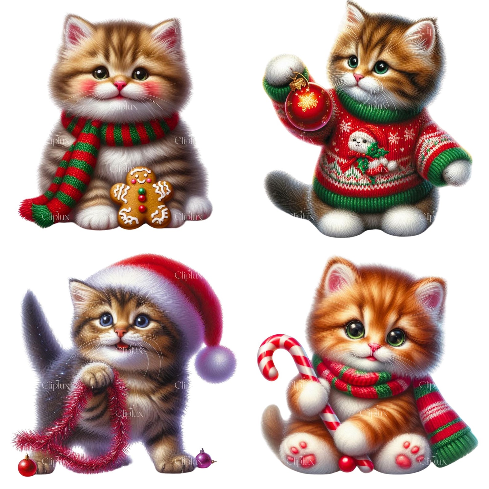 38 PNG Christmas Cats P1 Clipart , Christmas Animals, Santa Kitten ...