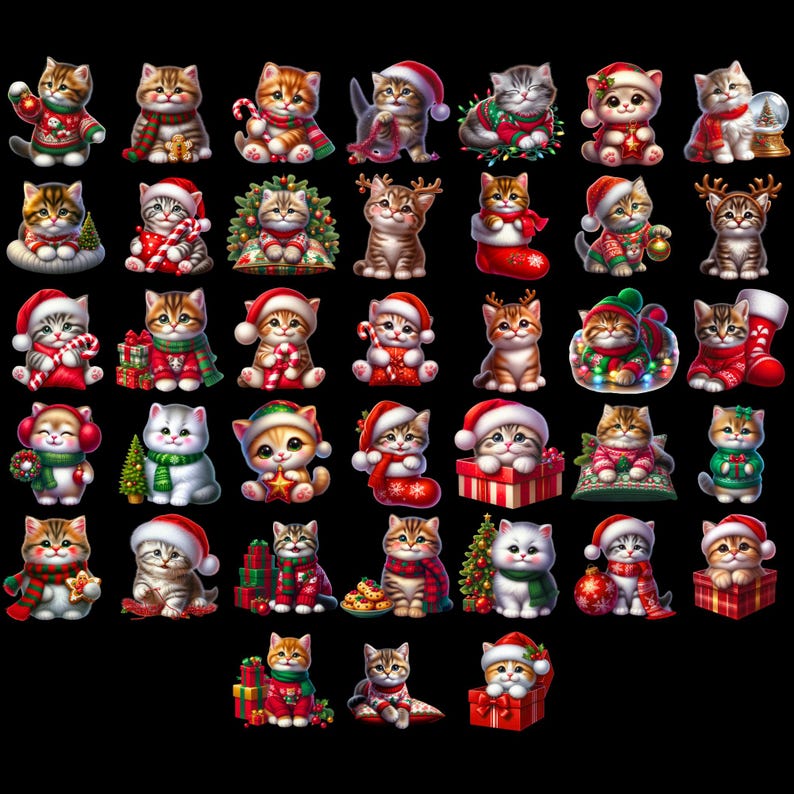 38 PNG Christmas Cats P1 Clipart , Christmas Animals, Santa Kitten ...