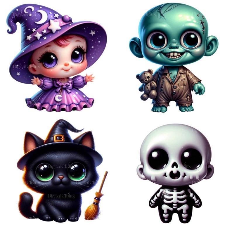 40 PNG Cute Halloween Clipart , Halloween Charachters, Festive Art ...