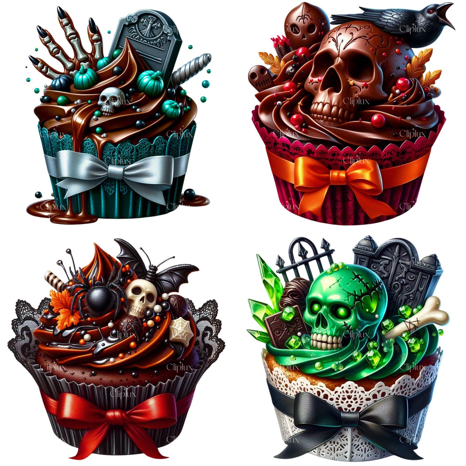27 PNG Halloween Cupcakes Clipart , Scary Dessert Treat Graphics ...