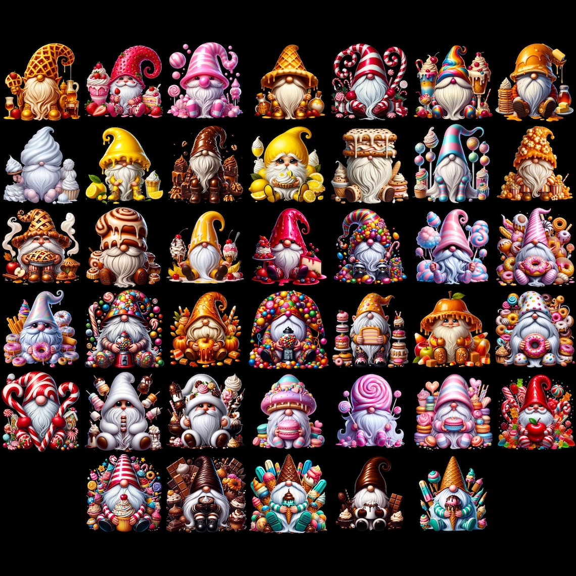 40 PNG Sweet Gnomes Clipart Candy Gnome, Ice Cream Gnomes, Dessert ...