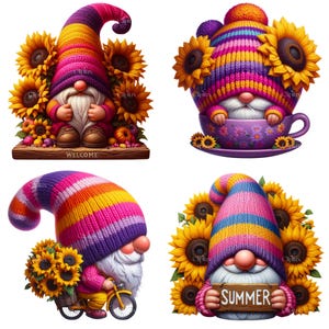 45 PNG Cute Sunflower Gnomes Clipart , Gnome With Flowers, Summer ...