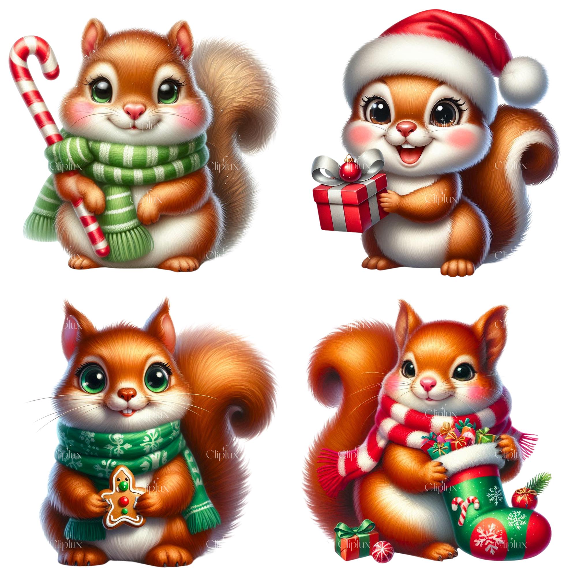 36 PNG Christmas Squirrel P1 Clipart , Christmas Animals, Santa ...