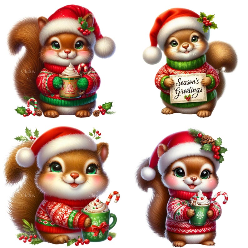 35 PNG Christmas Squirrel P2 Clipart , Christmas Animals, Santa ...