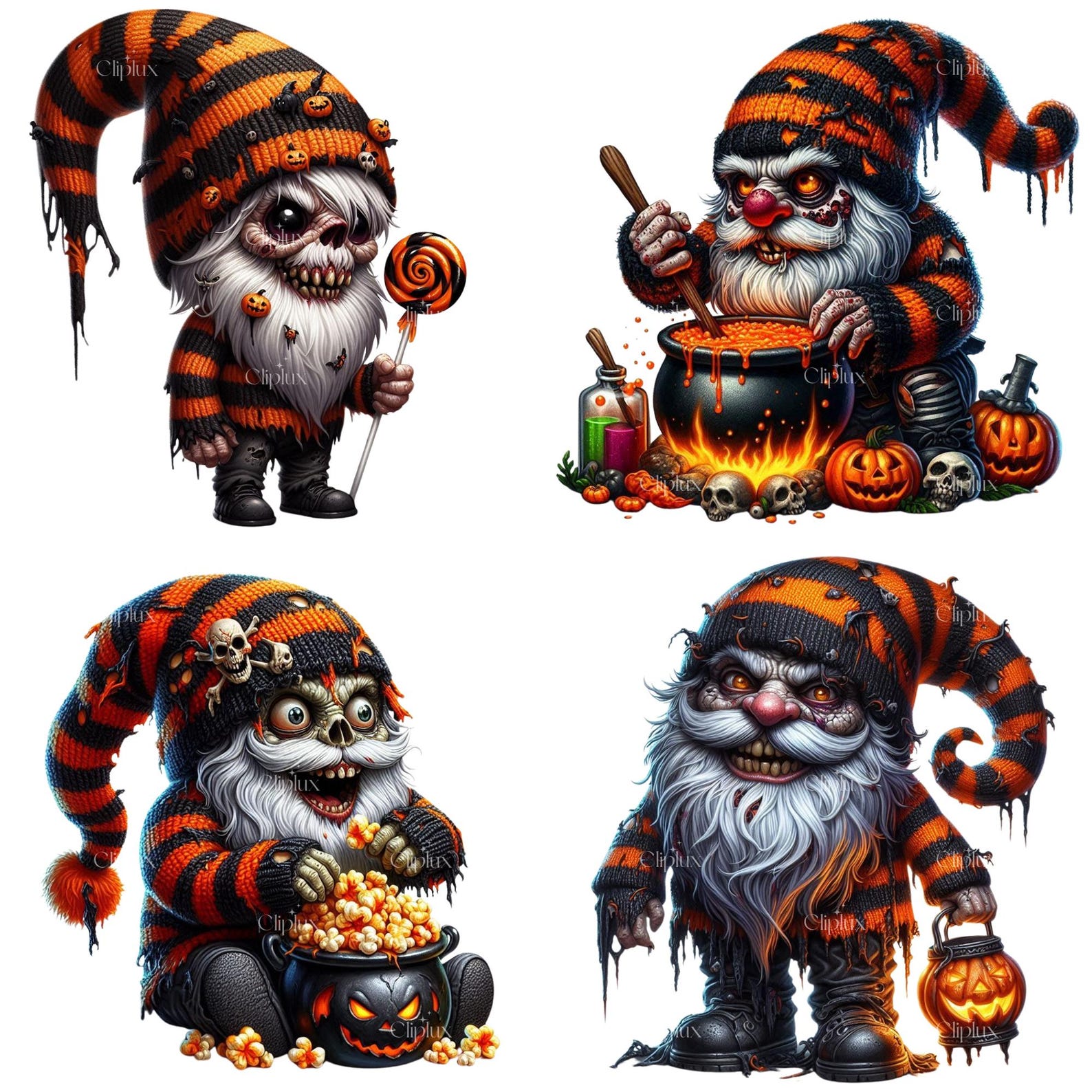32 PNG Halloween Zombie Gnomes Clipart , Spooky Gnomes, Creepy Gnomes ...