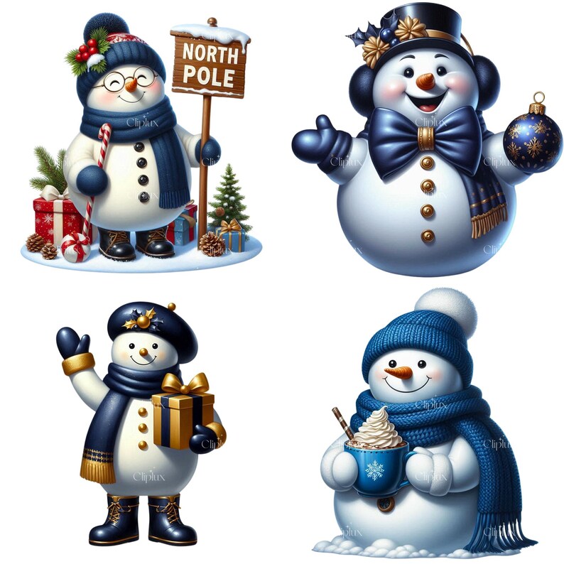 40 PNG Christmas Snowman Clipart , Blue Snowman Collection, Snowman ...