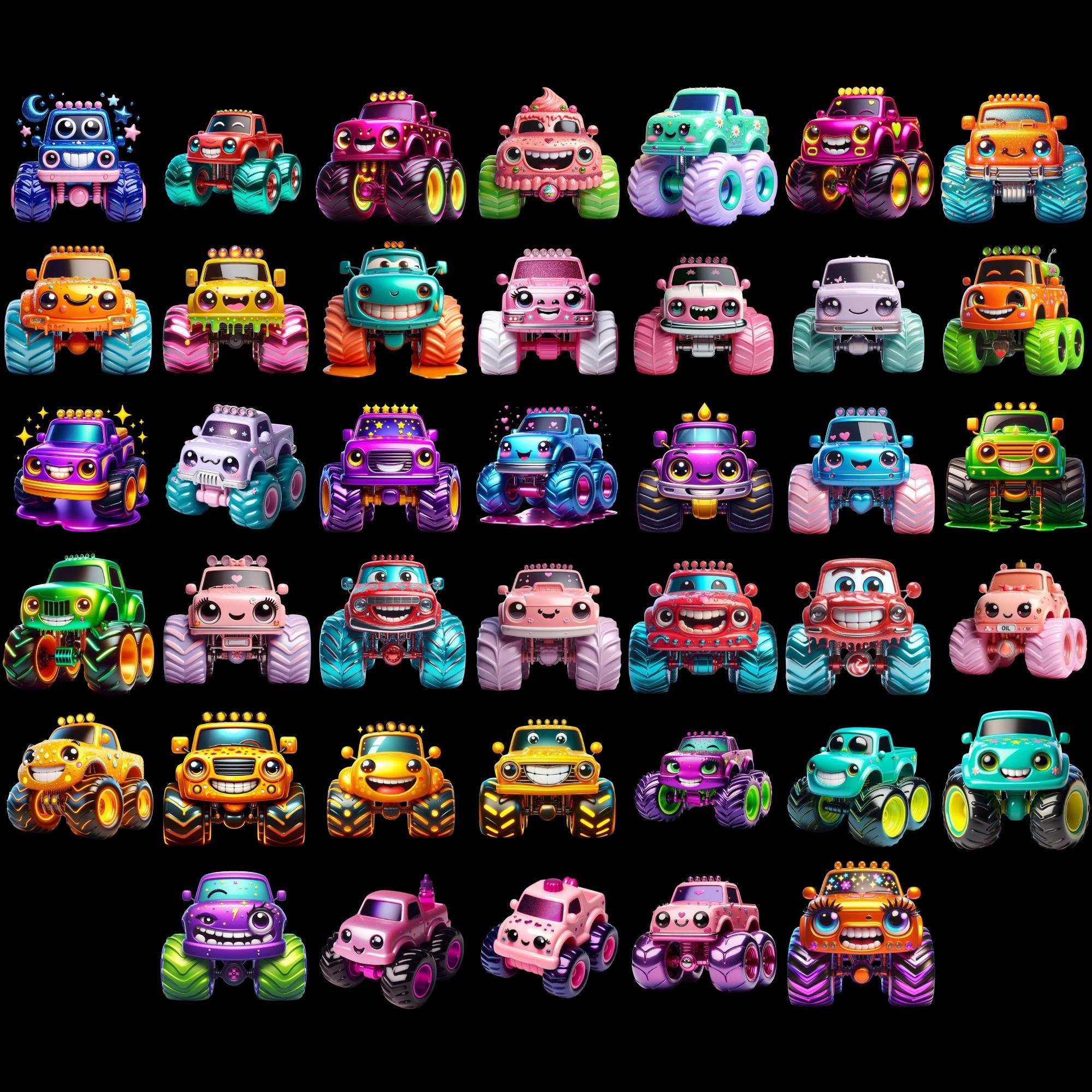 40 PNG Cute Monster Truck Clipart , Children Car T-shirt Design ...