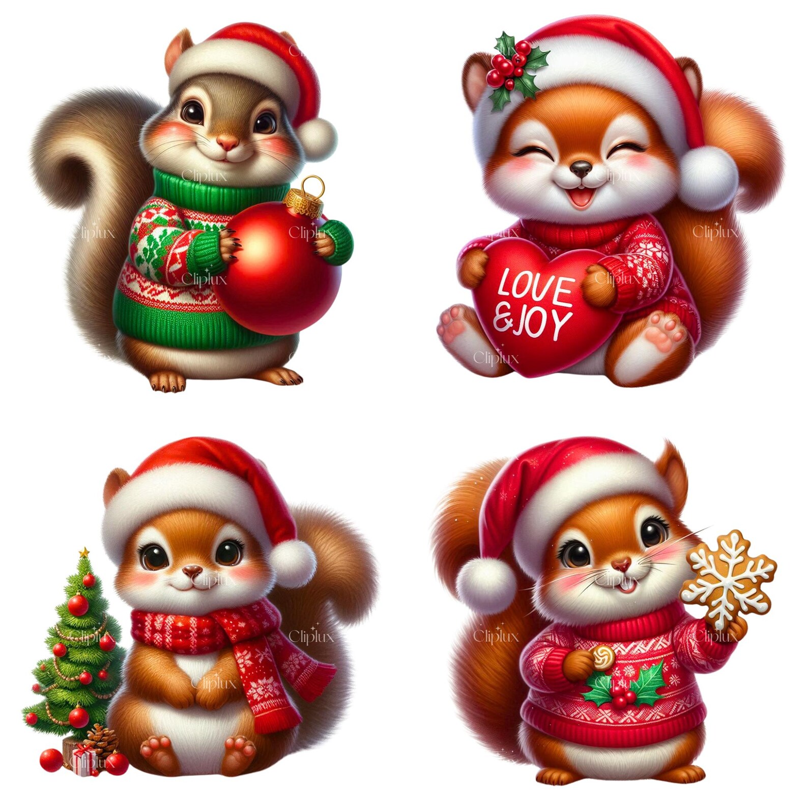 36 PNG Christmas Squirrel P1 Clipart , Christmas Animals, Santa ...