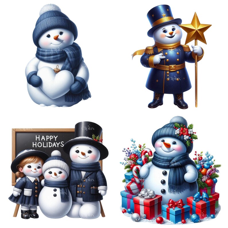 40 PNG Christmas Snowman Clipart , Blue Snowman Collection, Snowman ...