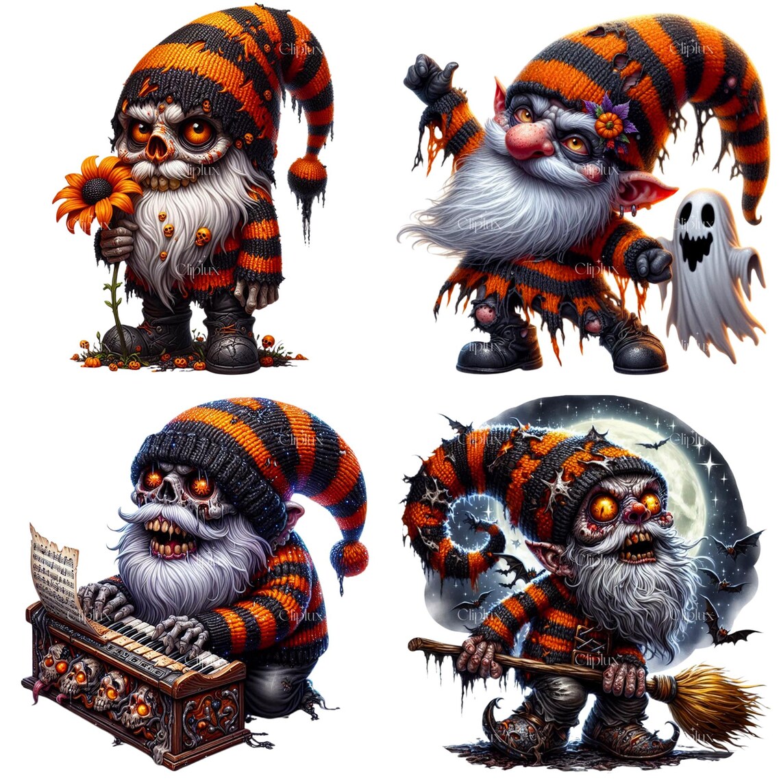 32 PNG Halloween Zombie Gnomes Clipart Spooky Gnomes, Creepy Gnomes ...